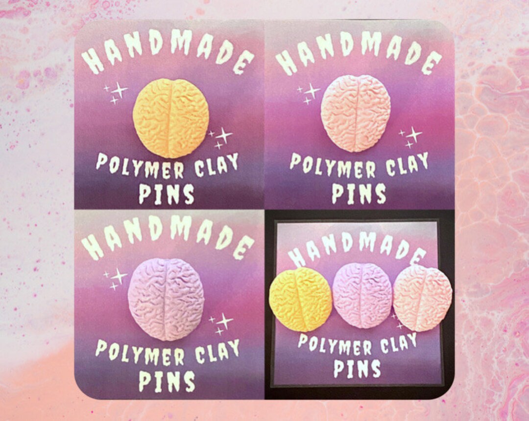 Brain Pins Pastel Goth Aesthetic Handmade Customizable Color Creepy ...