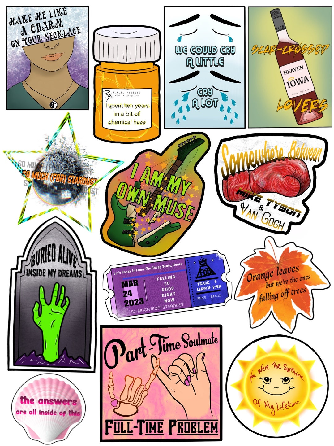 F.O.B. Sticker Packs 12 Count Pop Punk Emo FUCT IOH - Etsy