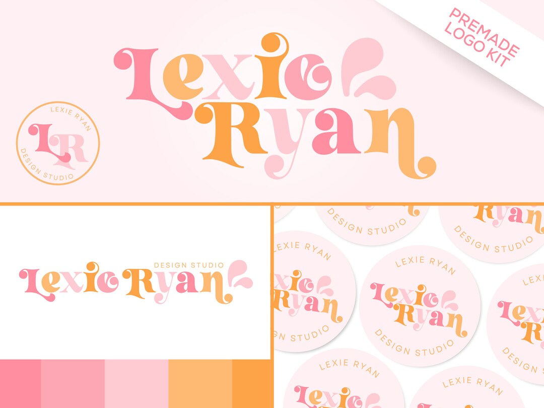 Bright Logo Design | Pink Colorful Logo Kit | Premade Logo Design ...