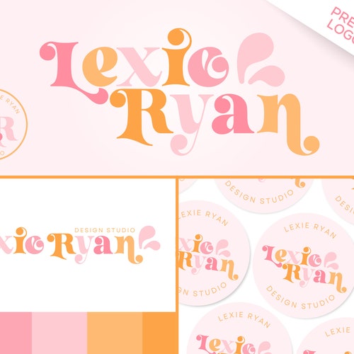 Bright Logo Design Pink Colorful Logo Kit Premade Logo - Etsy