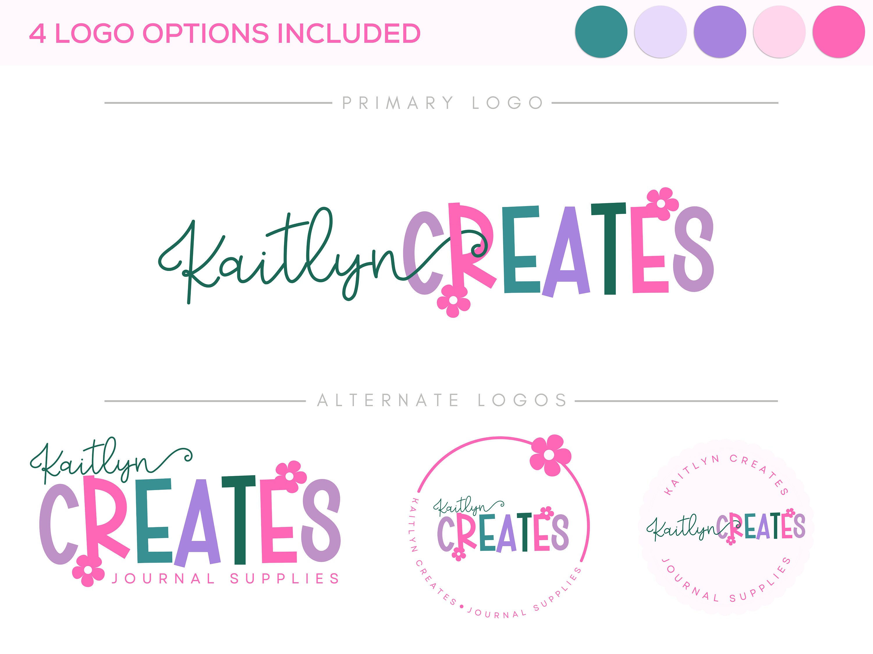 Colorful Logo Design | Girly Logo Kit | Premade Fun Logo | Modern ...