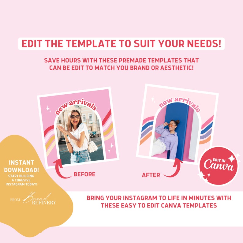 Mega Instagram Canva Template Bundle, Retro Social Media Pack, IG ...