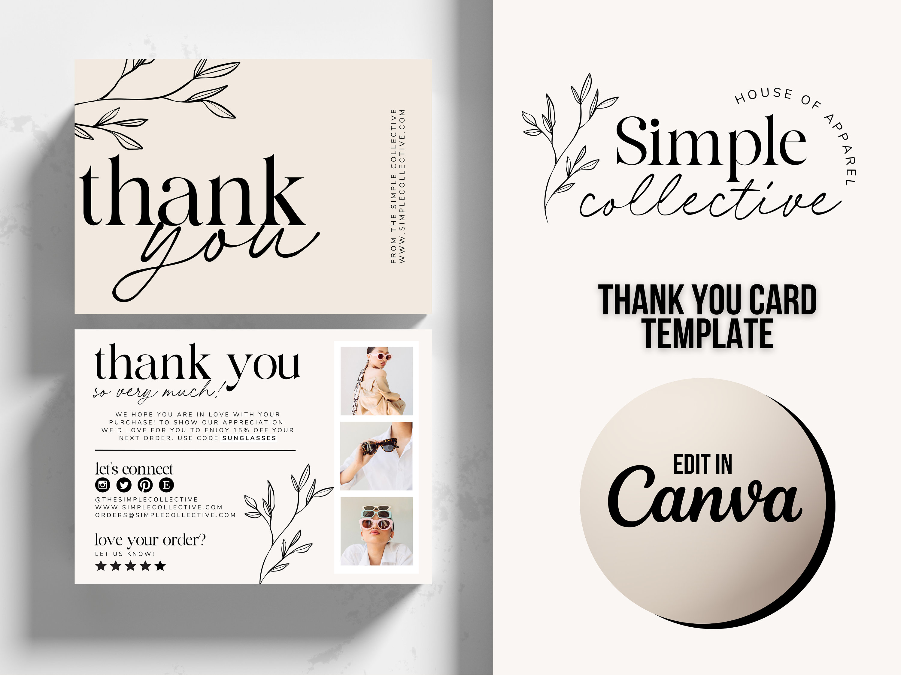 Modern Thank You Card Template Business Thank You Card Insert Printable ...