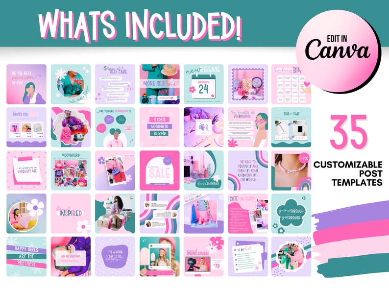 Colorful Instagram Post Templates Canva Engagement Instagram - Etsy