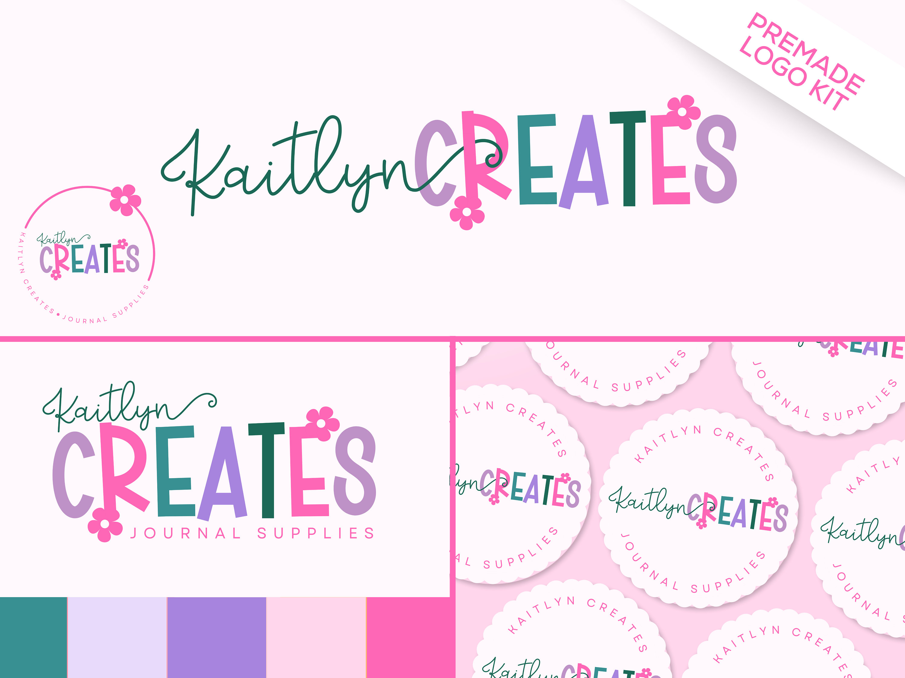 Colorful Logo Design | Girly Logo Kit | Premade Fun Logo | Modern ...