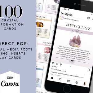 100 Crystal Information Cards | Crystal Meaning Instagram Posts ...