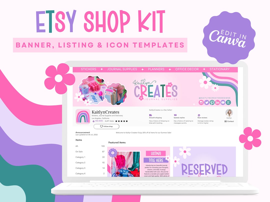 Etsy Shop Kit | Etsy Banner Templates | Editable Etsy Store Listings ...