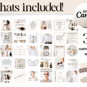 White Instagram Post Templates Canva | Minimalist Instagram Branding ...