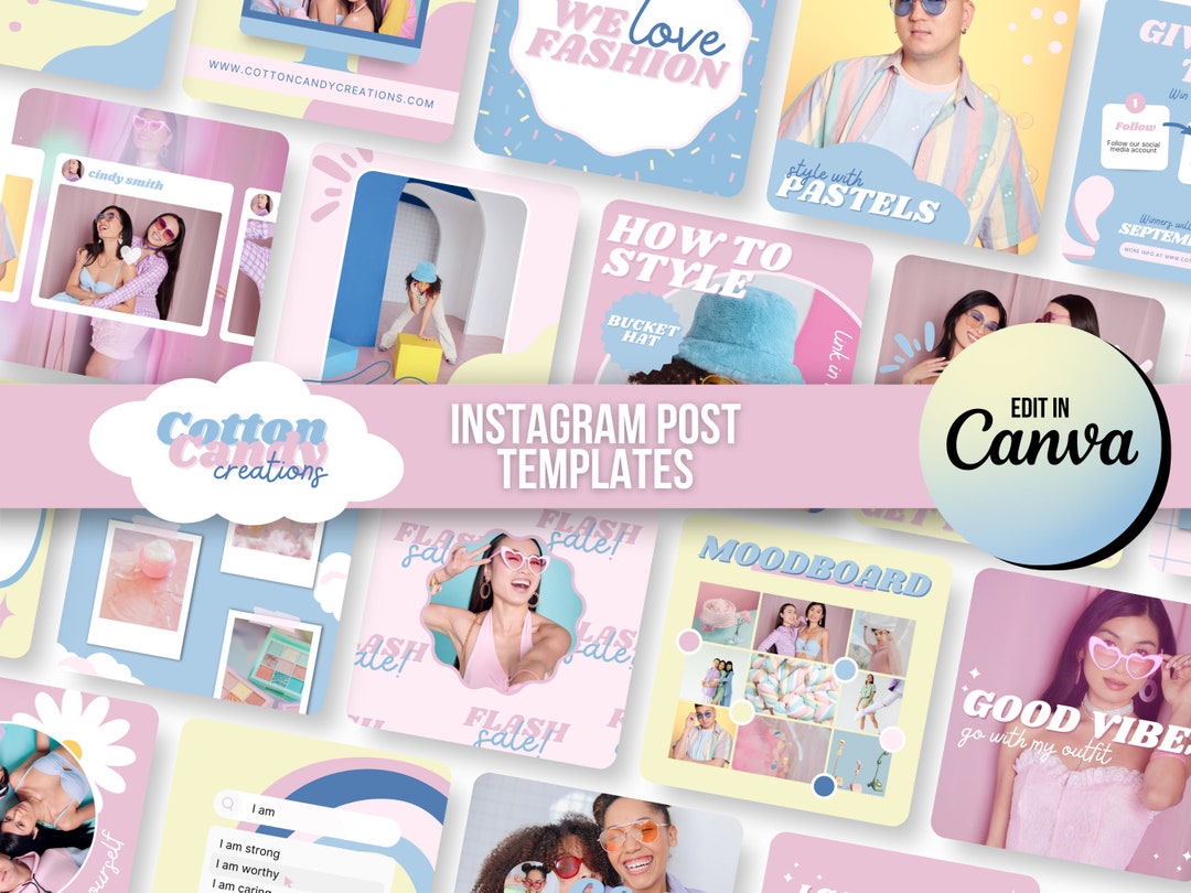 Pastel Instagram Post Templates Canva | Fashion Instagram Branding ...