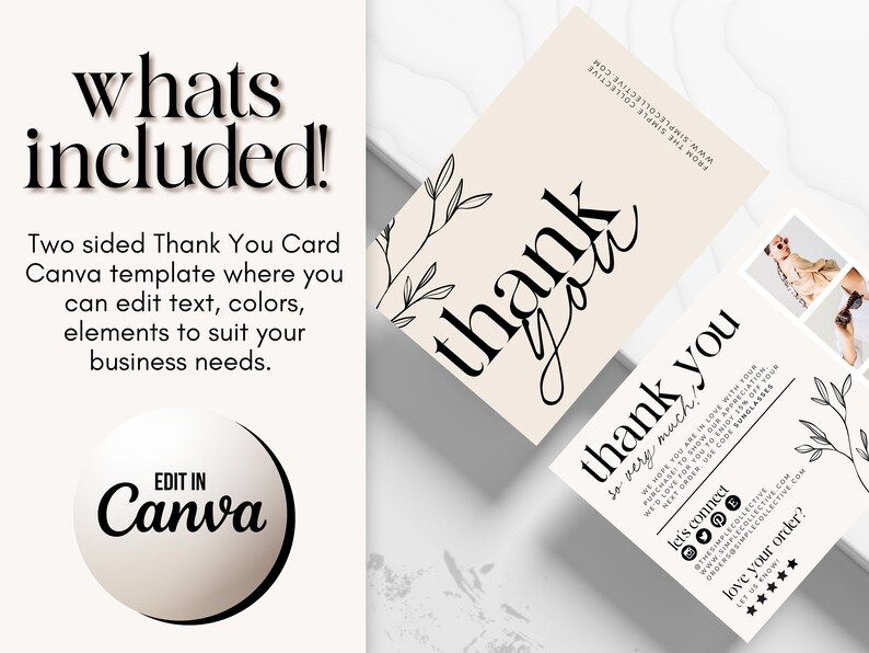 Modern Thank You Card Template Business Thank You Card Insert Printable ...