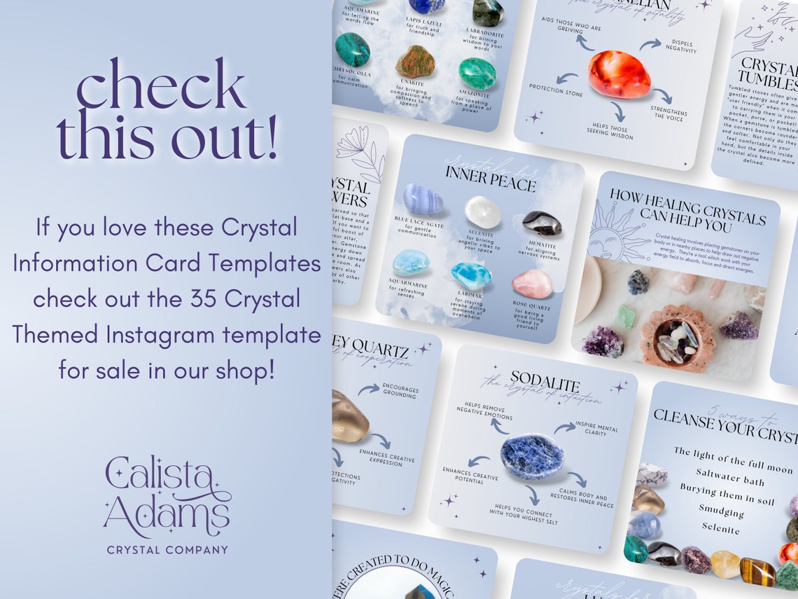 100 Crystal Information Cards Crystal Meaning Instagram - Etsy