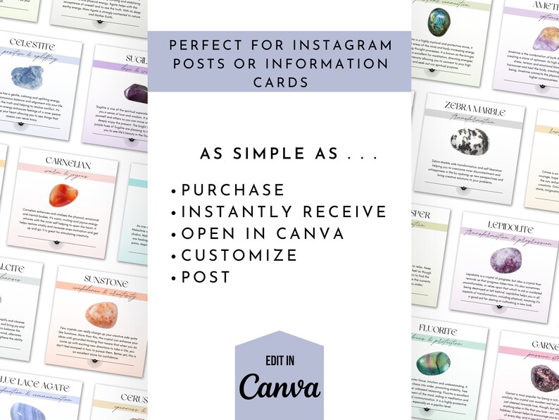 100 Crystal Information Cards | Crystal Meaning Instagram Posts ...