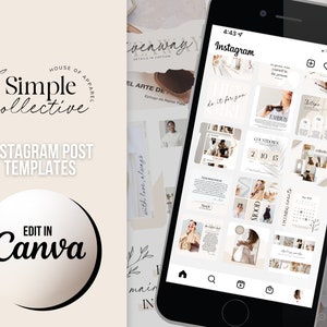 White Instagram Post Templates Canva | Minimalist Instagram Branding ...