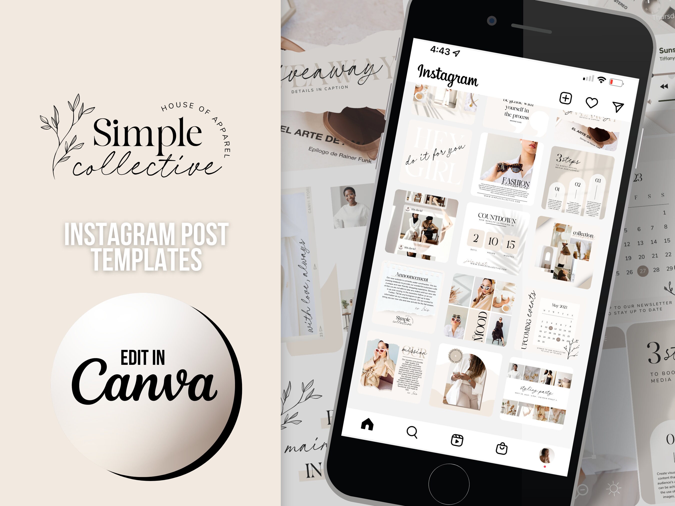 White Instagram Post Templates Canva | Minimalist Instagram Branding ...