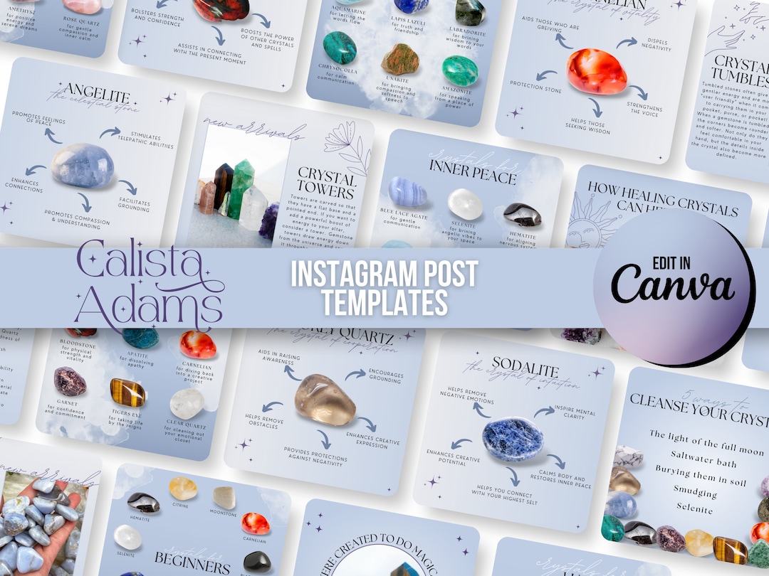 Crystal Instagram Post Templates Canva Spiritual Instagram Feed Crystal ...