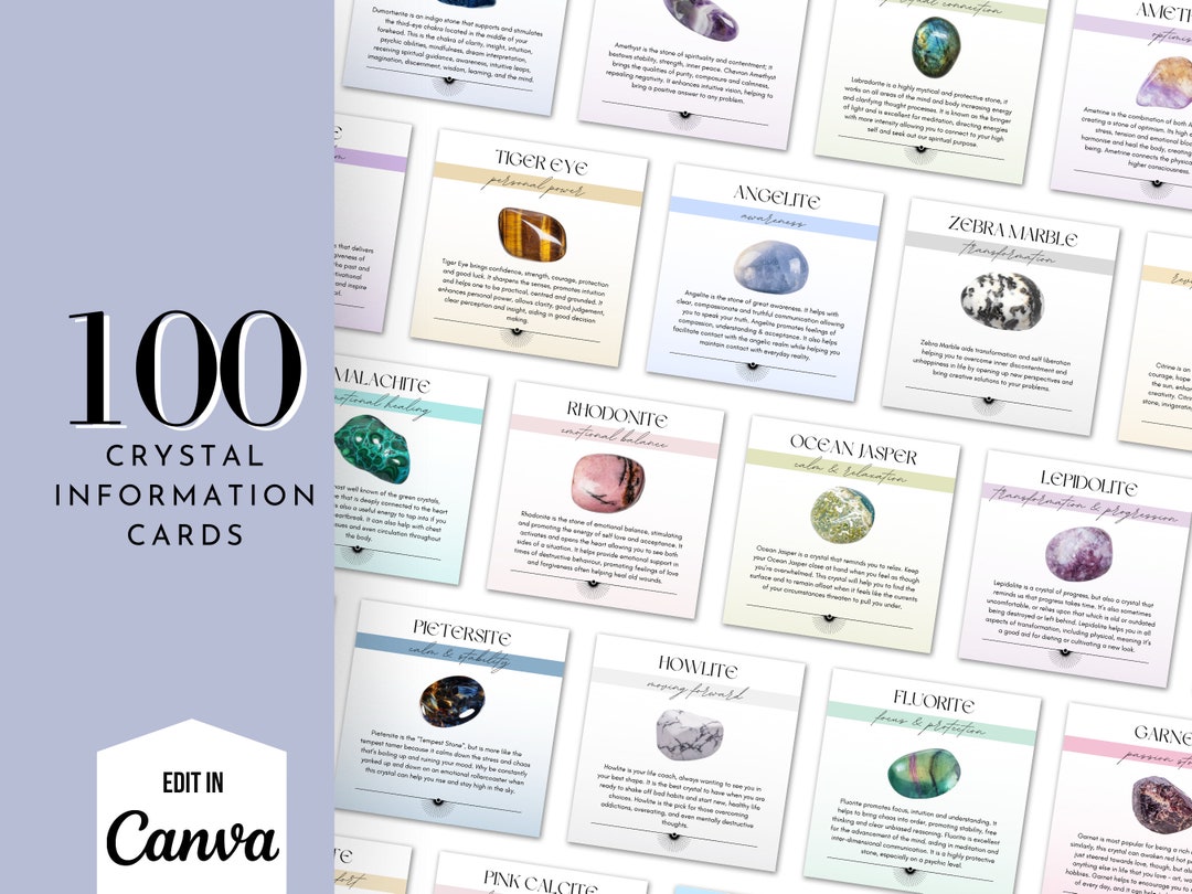 100 Crystal Information Cards | Crystal Meaning Instagram Posts ...