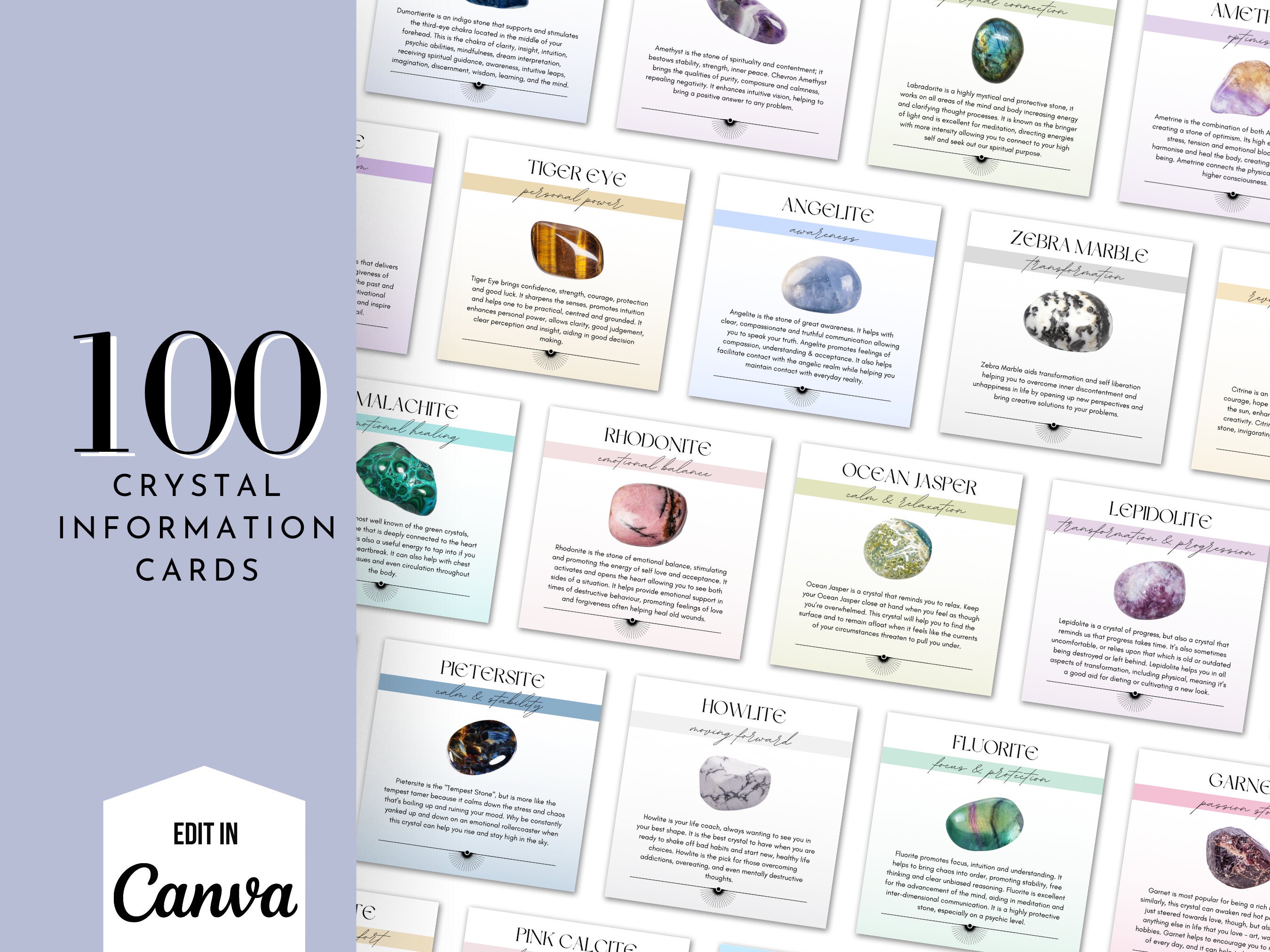 100 Crystal Information Cards | Crystal Meaning Instagram Posts ...