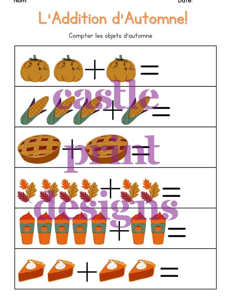 French Fall Worksheet for Grade 1 - Etsy