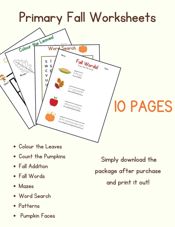 Fall Worksheets for Grade 1 - Etsy