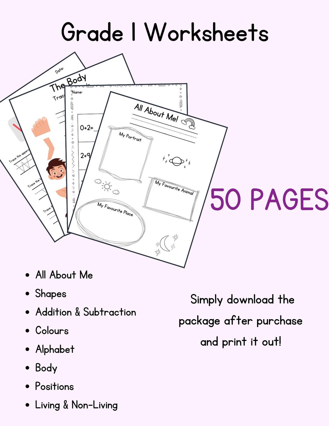 Grade 1 Worksheets - 50 Pages - Etsy