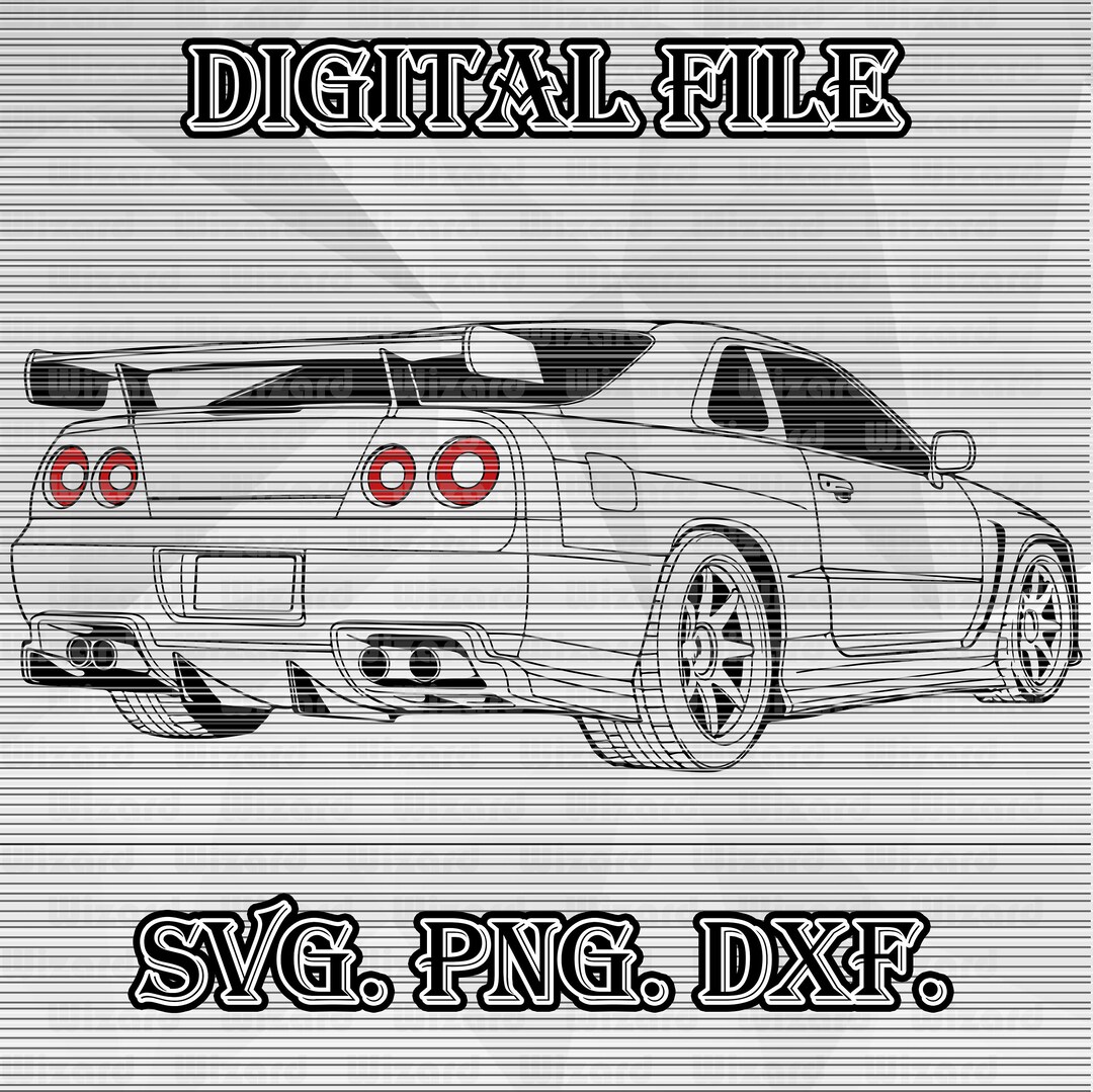 Nissan SKYLINE R34 Design SVG, Vector Art Illustration Drawing, Skyline ...