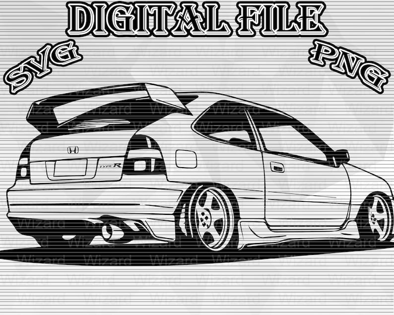 Honda Civic JDM PNG SVG, Cut File, Drawing ,illustration, Honda Civic ...