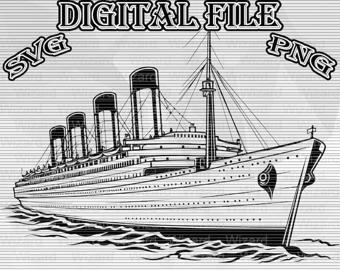 Titanic 1912 SVG PNG, Titanic Vector Art, Titanic Illustration, Titanic ...