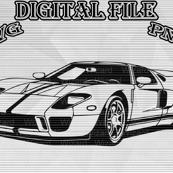 Ford Gt Drawing Svg - Etsy