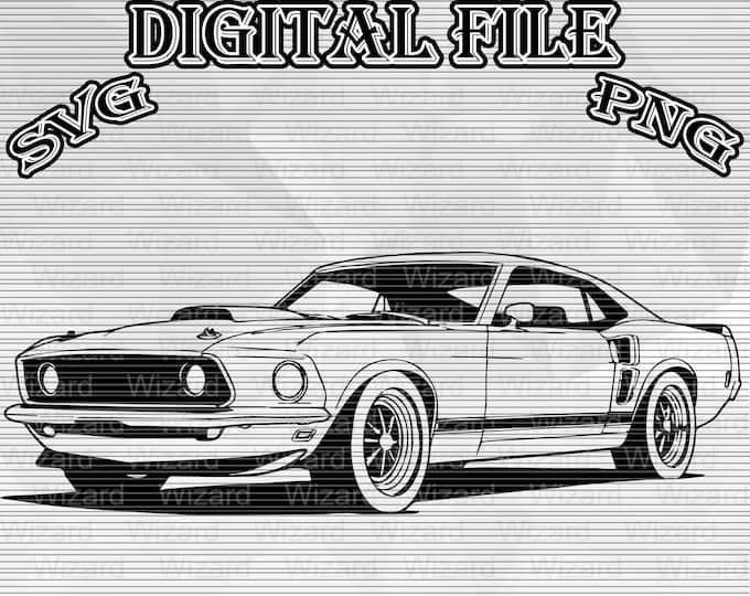 Ford MUSTANG 1968 Drift SVG, American Muscle, PNG, Vector Art ...