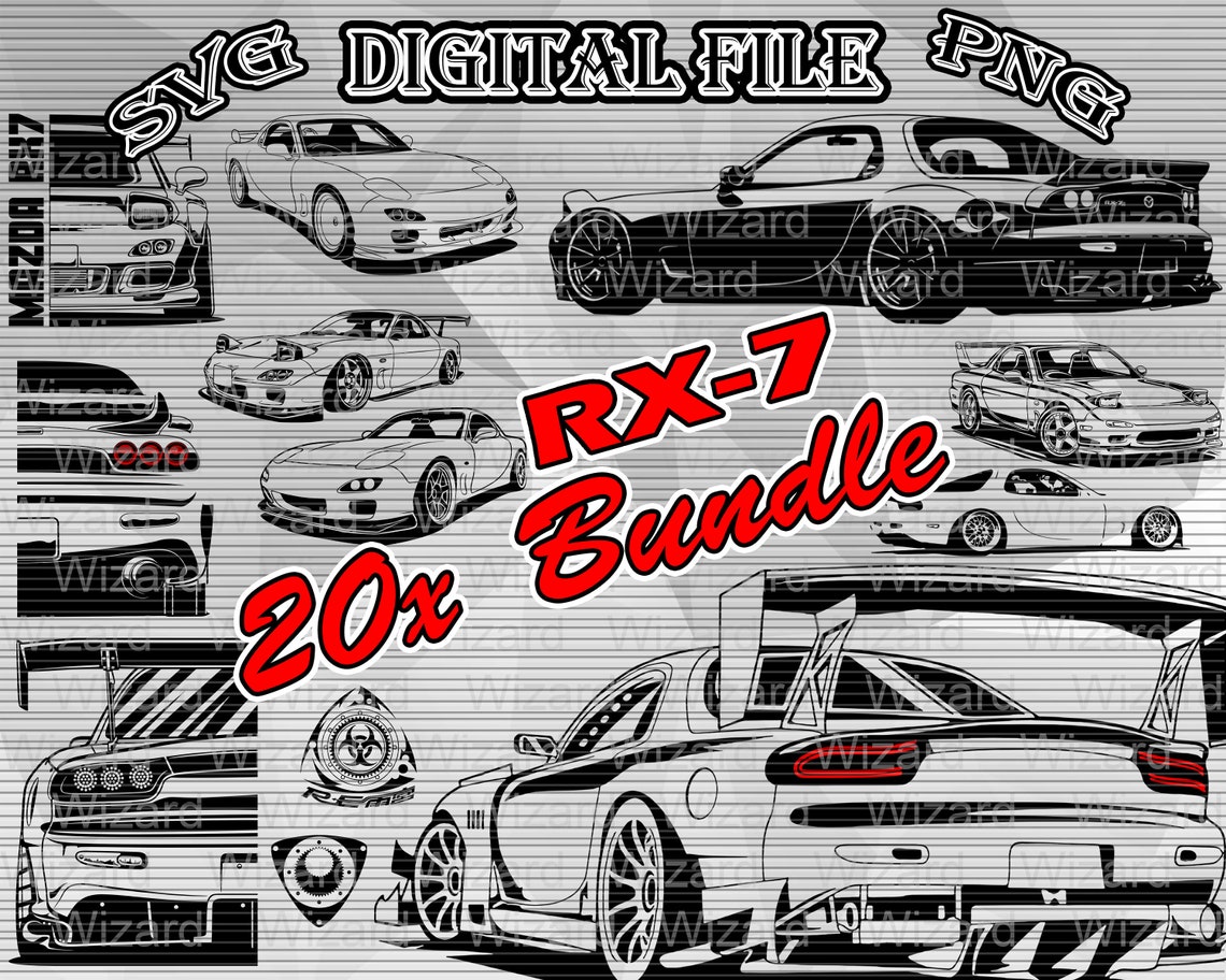 20x MAZDA RX7 fd35 paquete Svg, JDM Mazda Rx7 Wankel cricut, RX7 ...
