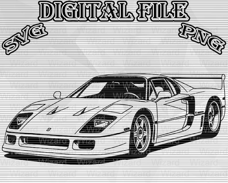 Ferrari F40 SVG Ferrari F40 PNG dibujo de ilustración de - Etsy España