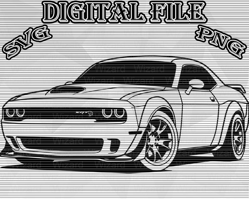 Dodge Hellcat 2023 SVG, PNG, Vector Art Illustration Drawing,hellcat ...