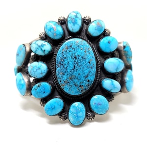 Ronald Tom Native Made Birds Eye Kingman Cluster Cuff Bracelet - Etsy