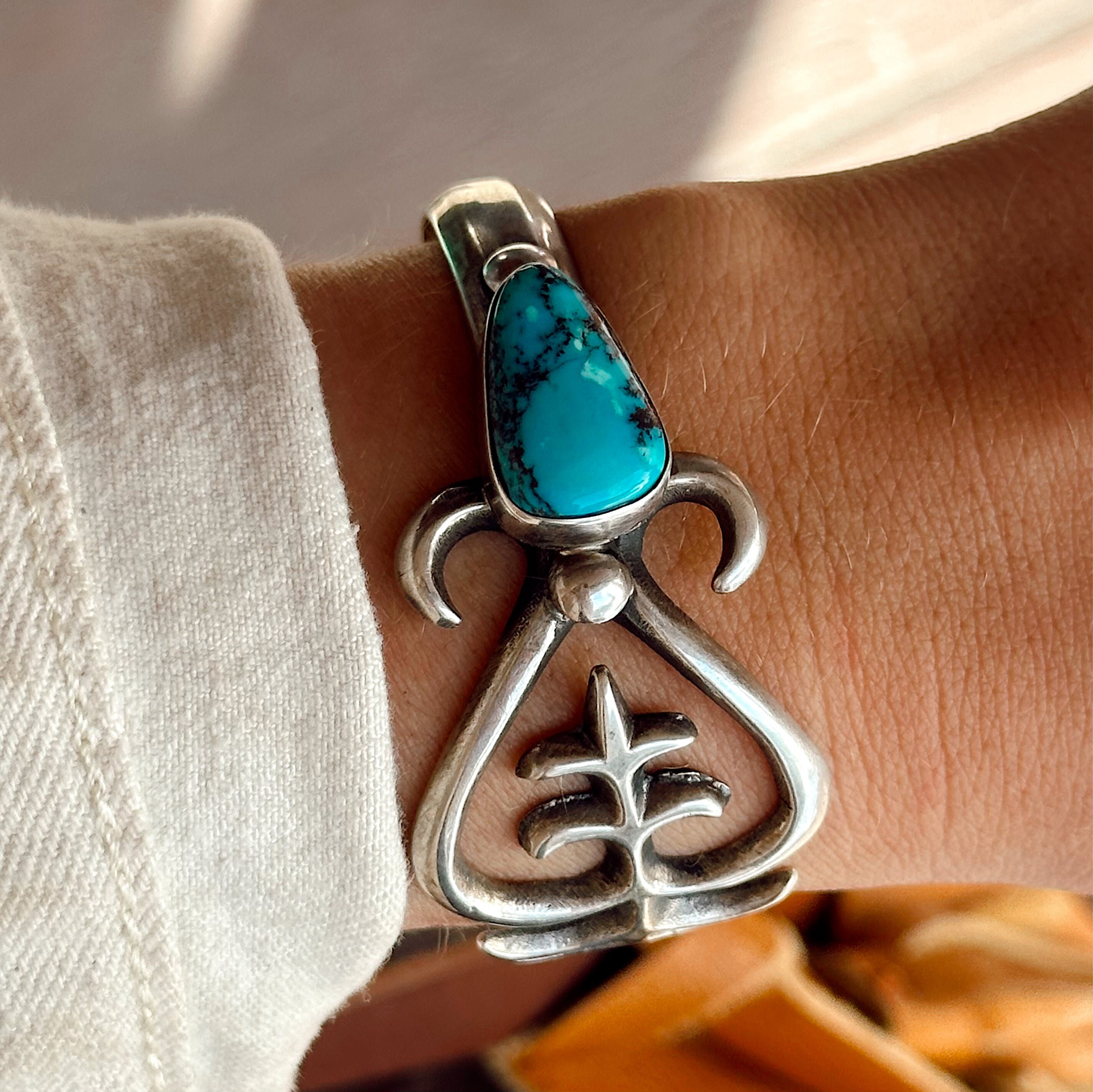 Trendy Vintage Morenci Turquoise Cuff Bracelet Native Made Handmade ...