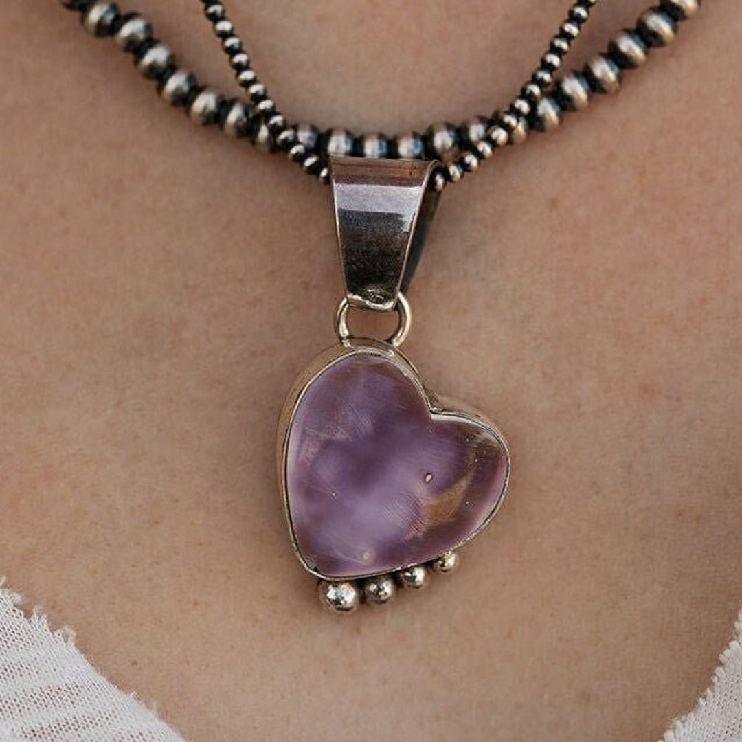 Purple Wampum Shell Heart Pendant by Leigha Cleveland Native American ...