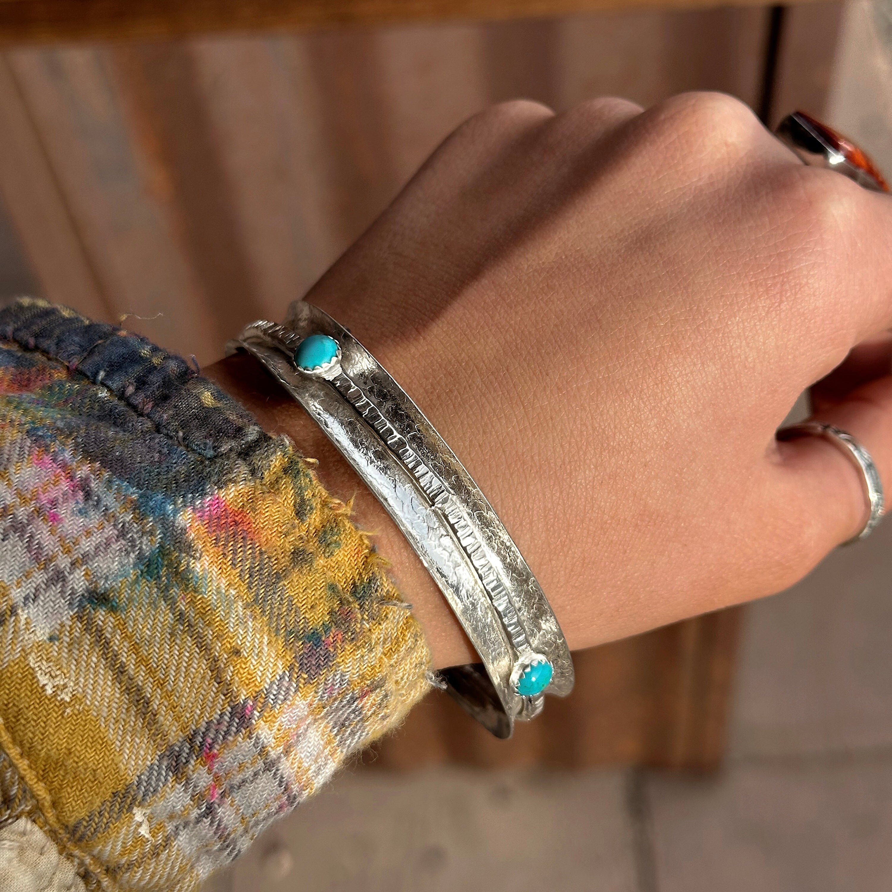 Trendy Sterling Silver & Turquoise Bangle Bracelet by Micheal ...