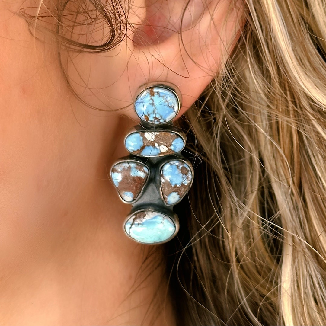 High Grade Golden Hills Turquoise River Rock Earrings by Allison Lee ...