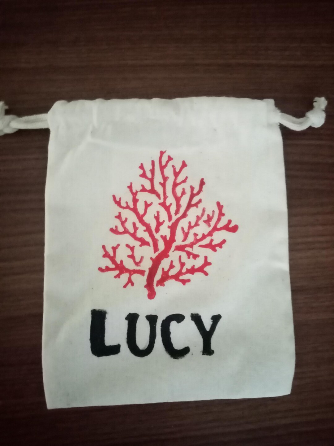 Coral Print Pouch, Personalized Pouch, Travel Small Storage Bag, Cotton ...