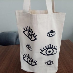 Eye Print Canvas Tote Bag: Elegant Shopper, Evil Eye Gift - Etsy