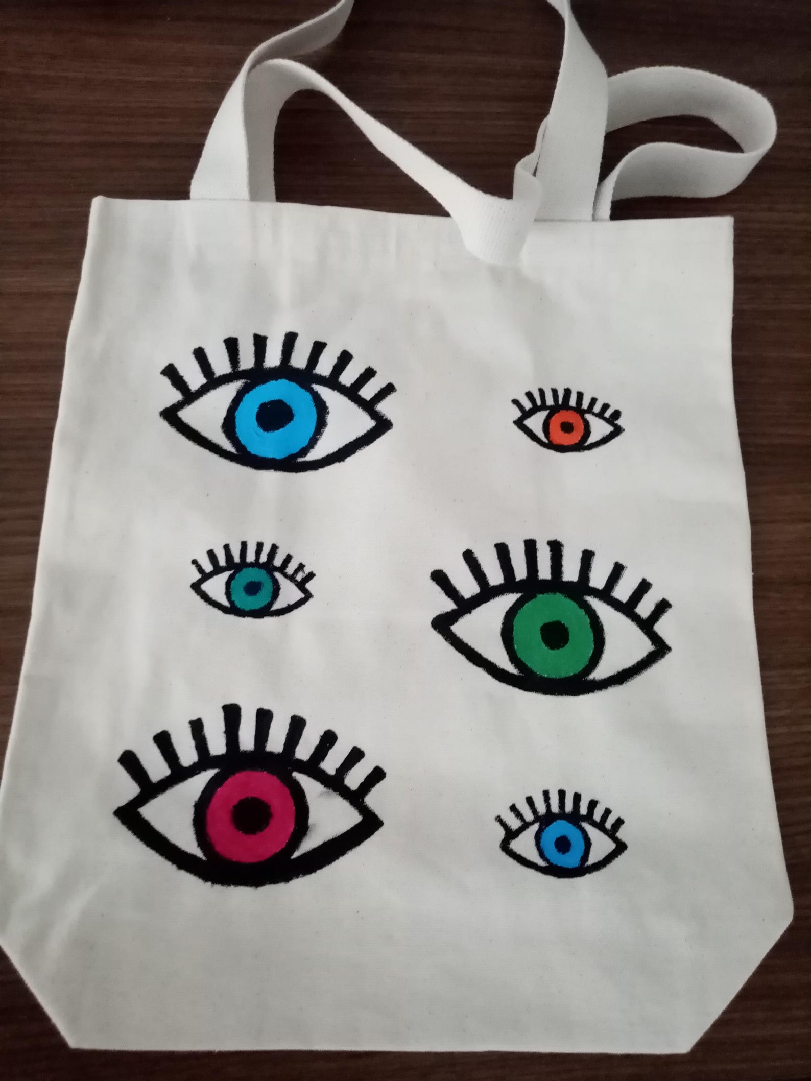 Evil Eye Print Tote Bag: Beige Canvas Shoulder Bag - Etsy