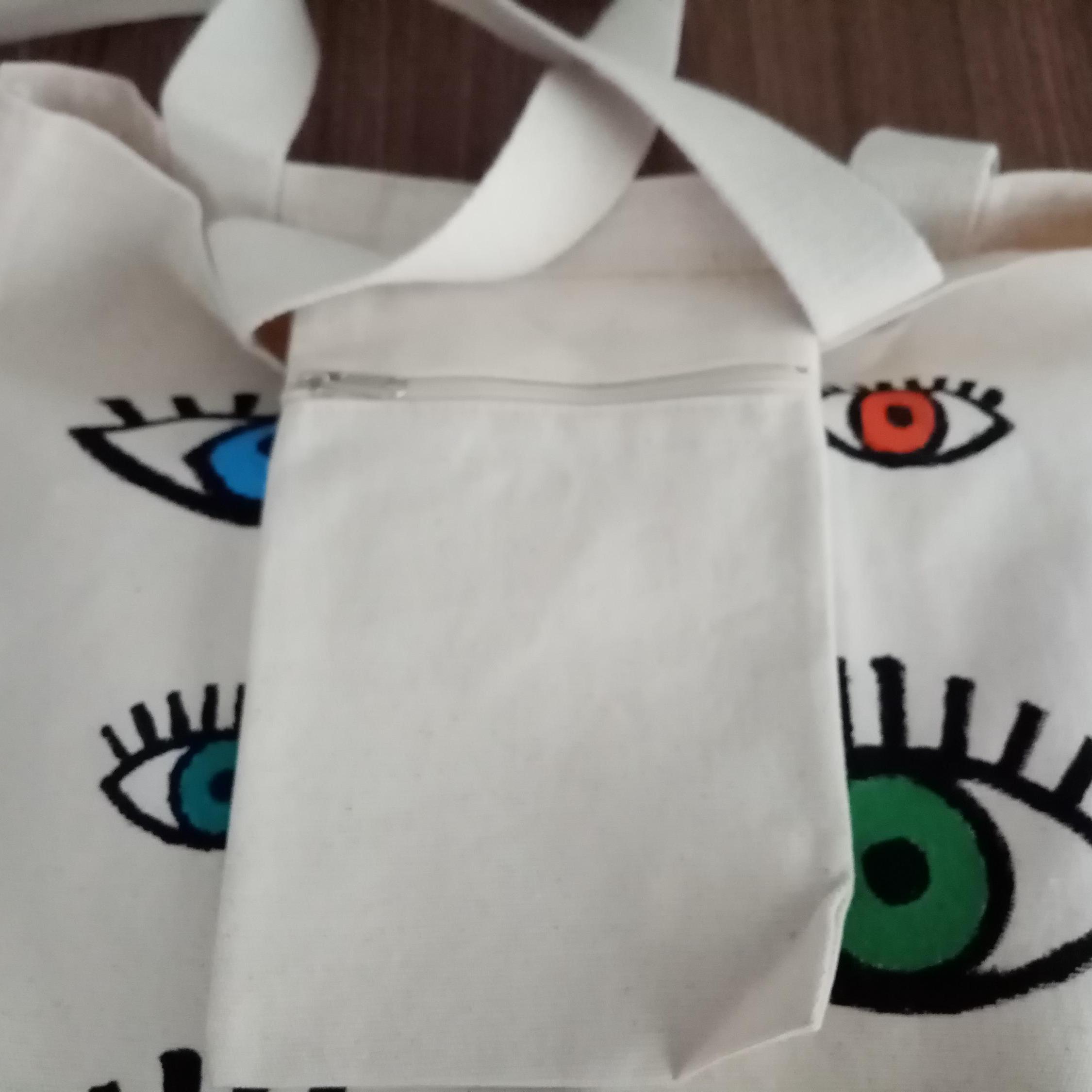 Evil Eye Print Tote Bag: Beige Canvas Shoulder Bag - Etsy