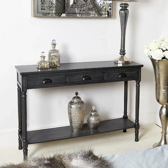 Arabella Grey Wood Large 3 Drawer Console Table Hallway Table Etsy UK