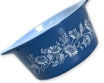 White Pyrex With Blue Flowers - Etsy