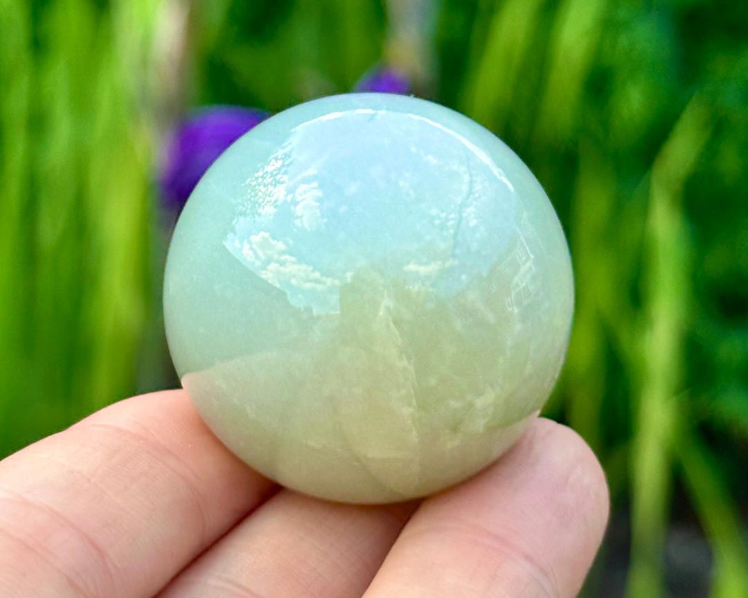 Rare Find! Silky Sage Green Moonstone Sphere | High Quality Flashy ...