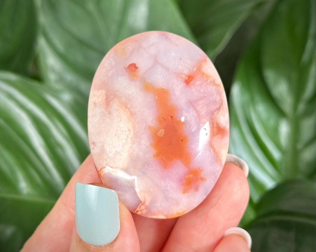 Gorgeous Carnelian Flower Agate Palm Stone (C) | Natural Carnelian X ...