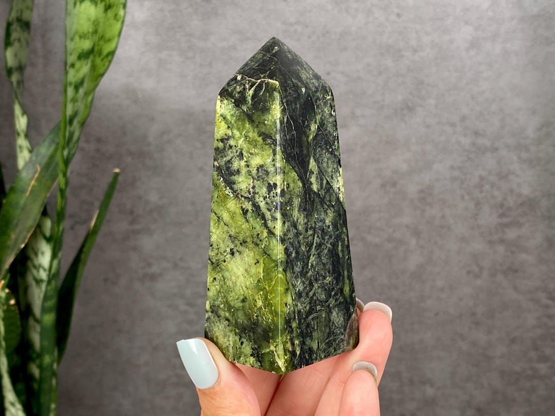 Gorgeous Nephrite Jade Tower (E) | Hand Carved Green Nephrite Jade ...