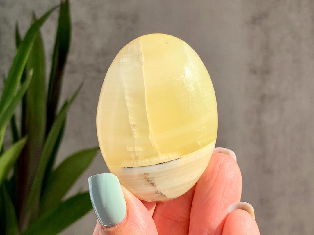 Unusual Fingerprint Calcite Palm Stone (B) | High Grade Banded Yellow ...