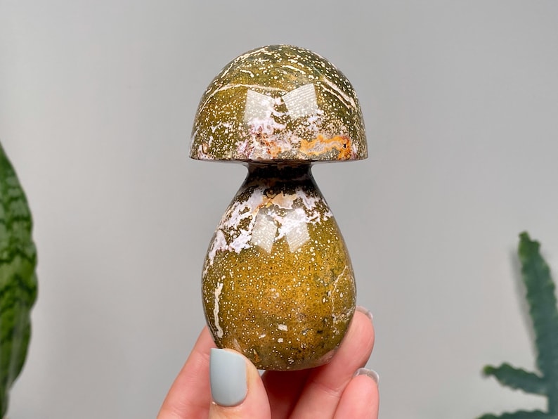 Sea Jasper Mushroom (D) | Large Green Sea Jasper Crystal Mushie With ...