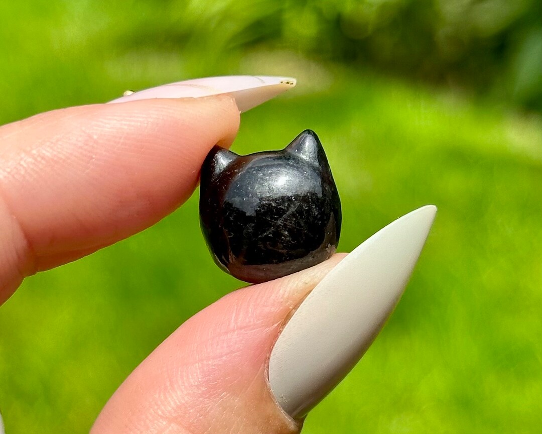 Rare Hypersthene Kitty Head A Cute Crystal Cat Mini Carving Witchy ...