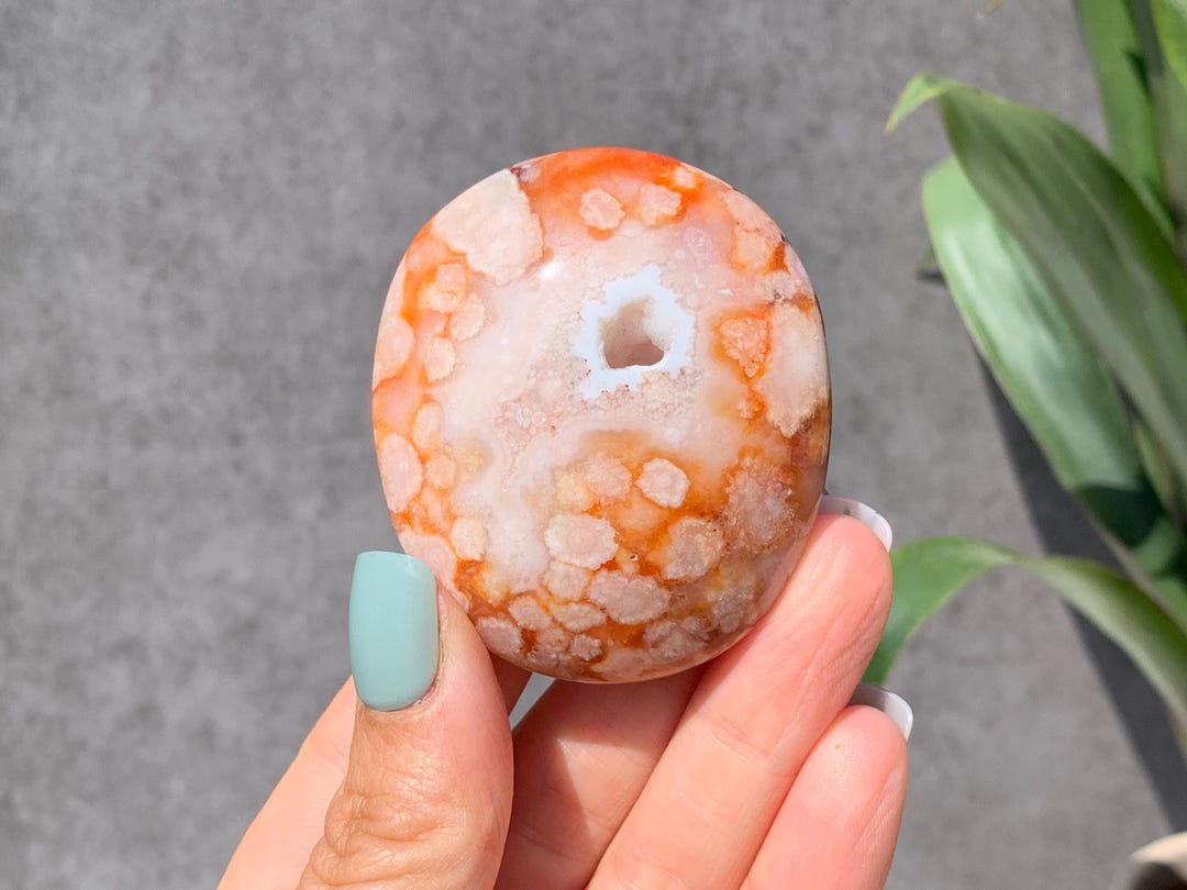 Gorgeous Carnelian Flower Agate Palm Stone (D) | Natural Carnelian X ...